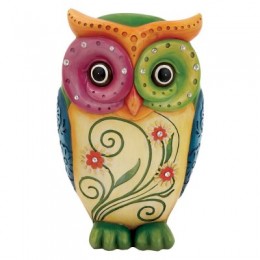 Colorful Resin Owl Sculpture 10 Inches